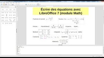 Créer des équations avec LibreOffice Math (Formules) - version 7 | My Mooc